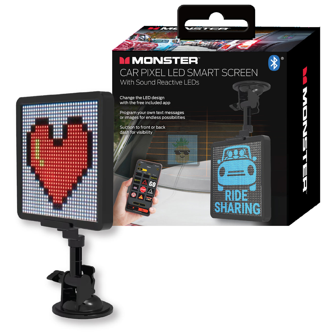 Monster LED Smart Car Pixel Smart Screen with Sound Reactive Mobile Ap ...