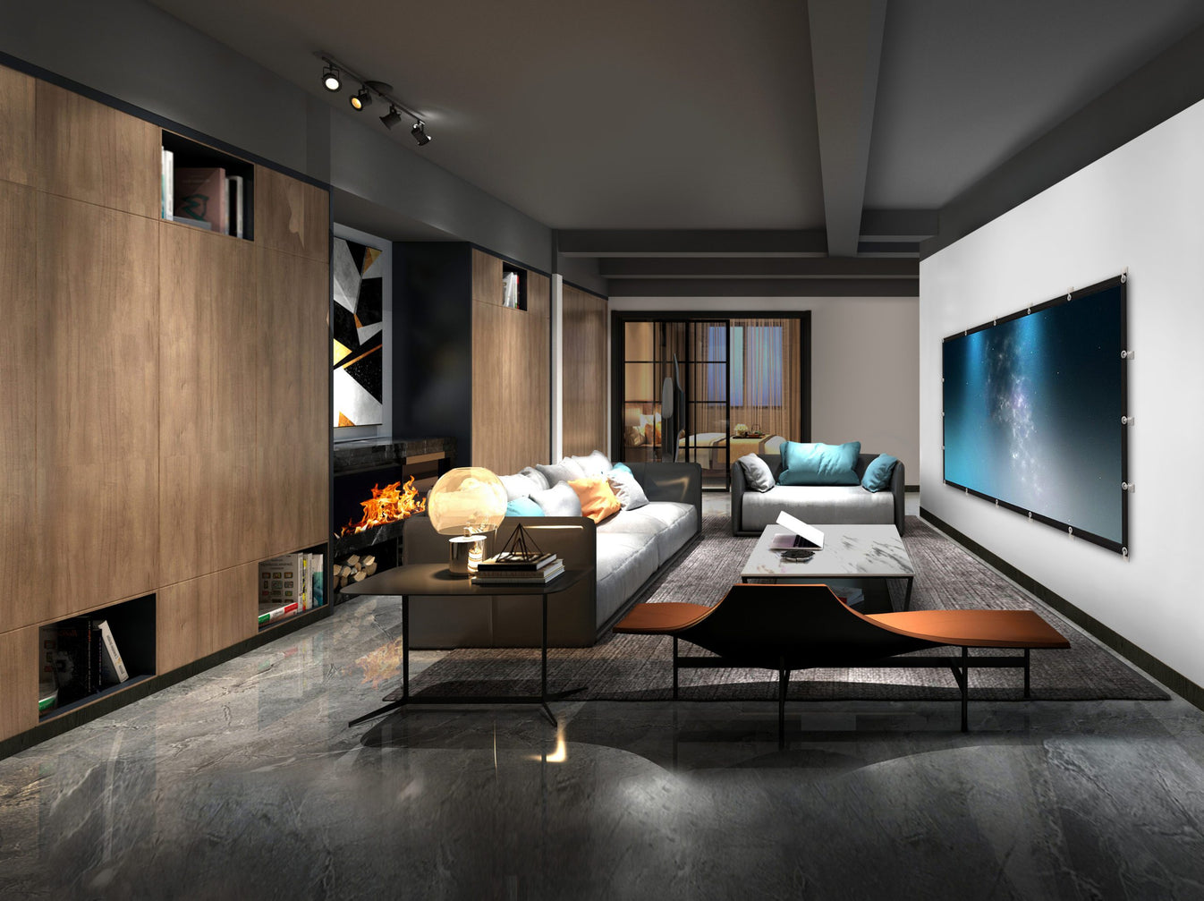 Wireless 1080P FHD TFT LCD Image Stream Projector with 120 Inch Portab ...