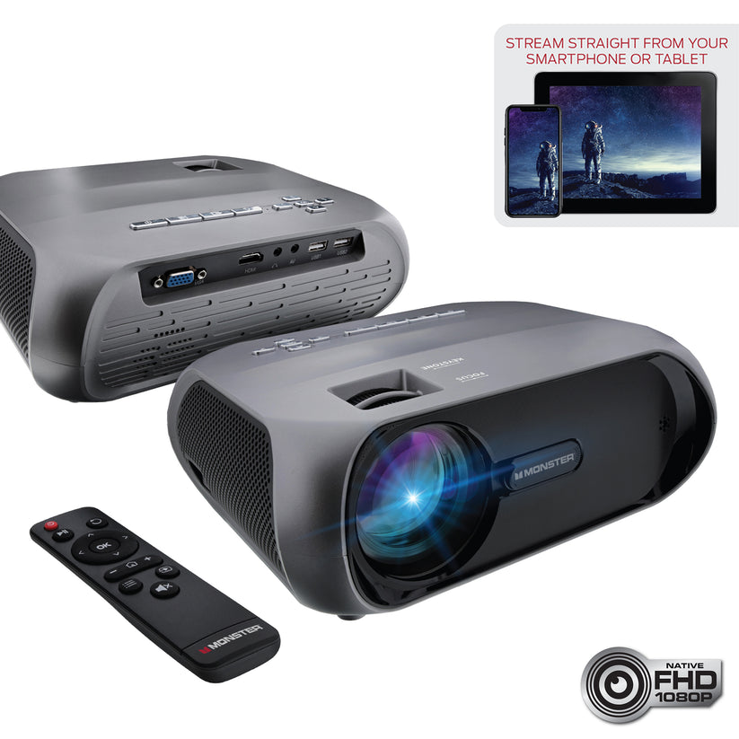 Wireless 1080P FHD TFT LCD Image Stream Projector with 120 Inch Portab ...
