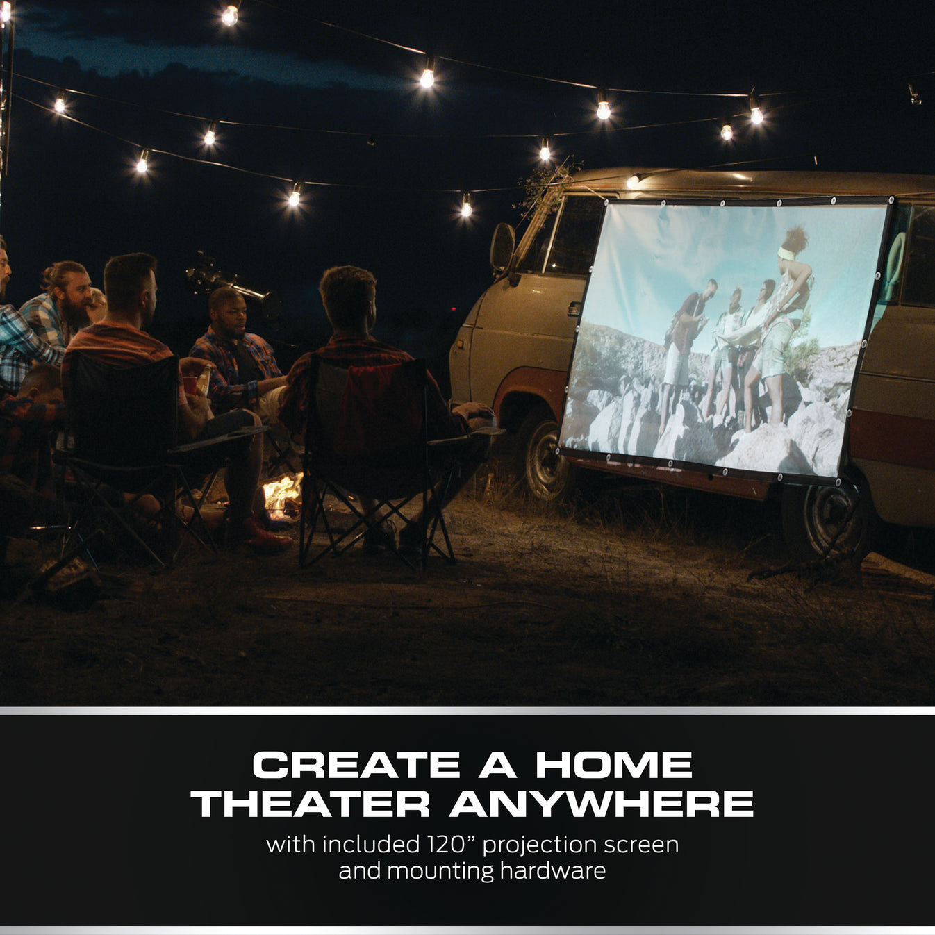 Wireless 1080P FHD TFT LCD Image Stream Projector with 120 Inch Portab ...